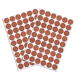 uxcell Screw Hole Covers Stickers Textured Plastic Self Adhesive Stickers for Wood Furniture Cabinet Shelve Plate 21mm Dia 108pcs in 2Sheet Cherry