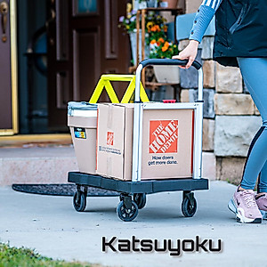 Katsuyoku Folding Hand Truck Portable Trolly,Platform Transport Hand cart with 330lbs Capacity Practical handling Tools for Household Industrial Black
