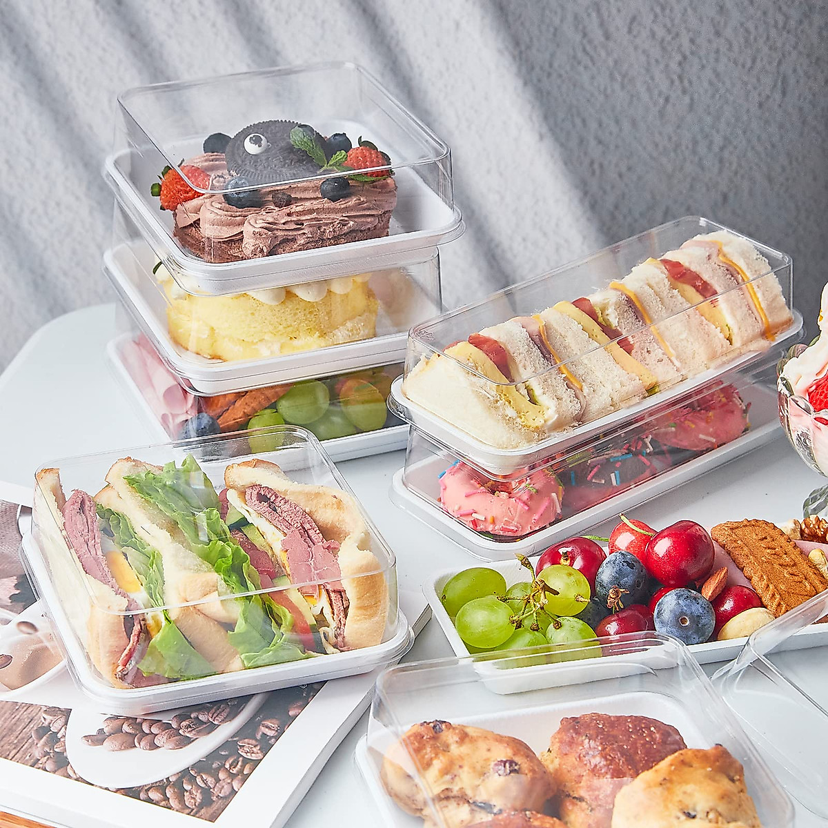ZORRITA 50 Pack Plastic Charcuterie Boxes with Lid