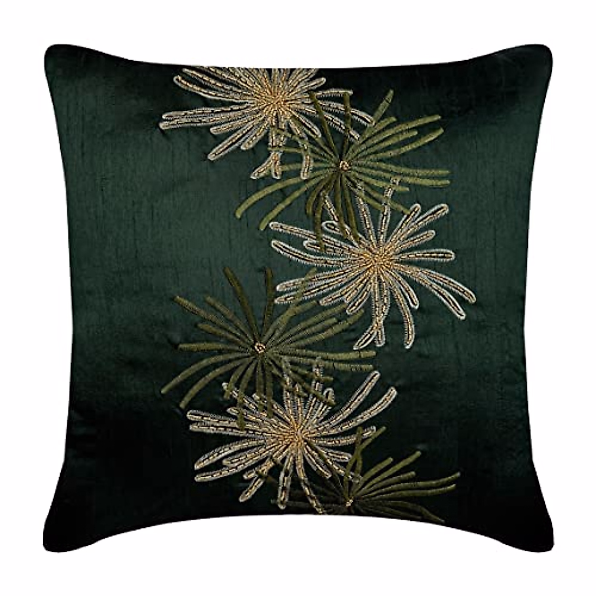 The HomeCentric Cushion Cover for Sofa, Dark Green Decorative Pillow Covers 16x16 inch (40x40 cm), Silk Throw Pillows for Couch, Nature & Floral, Tropical Toss Pillow Covers - Green Foliage