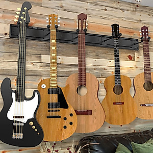 LEKATO Guitar Wall Mount Hanger, Aluminum Guitar Wall Rack Holder with 5 Adjustable Guitar Hangers, Multiple Guitar Holder Stand for Acoustic Electric Guitar Bass Banjo Mandolin