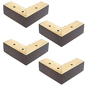 Coshar Solid Wood Sofa Leg Replacement Furniture Legs for Sofa Ottoman Chair Cabinet Closet Bedframe, Set of 4 (Walnut Tone)