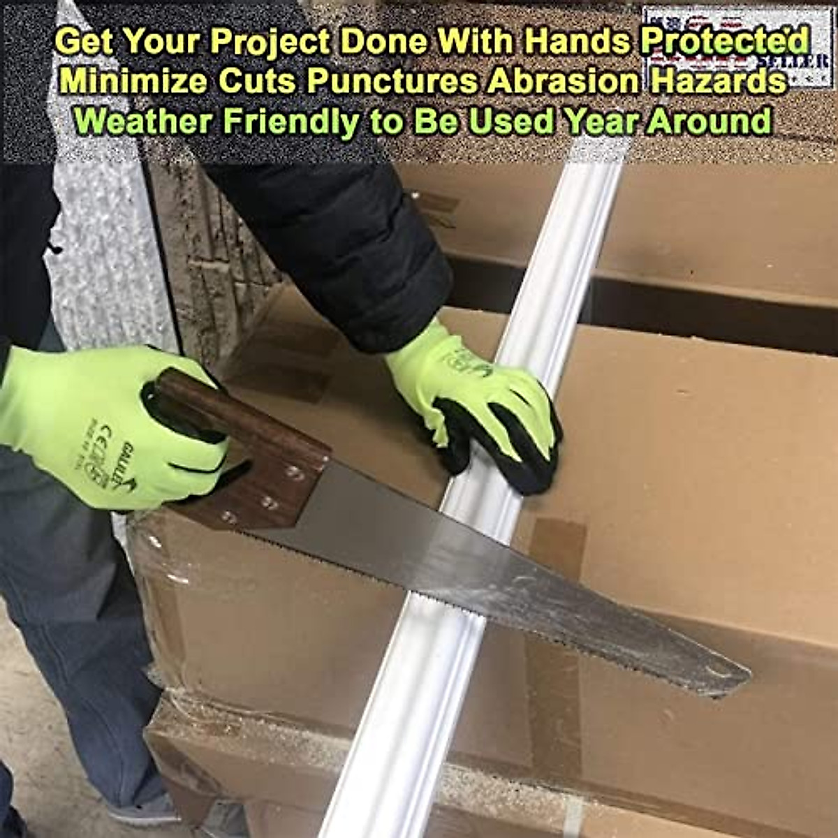 Work Gloves for Men and Women, Coated Safety Gloves for Work, 10-Pair Pack, Water-Based Latex Rubber Firm Grip Coating (Size Large Fits Most, Green)