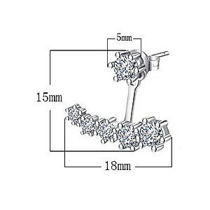 Ear Jacket Cuff Earrings Set Sterling Silver Front Back 2 in 1 with CZ Pearl