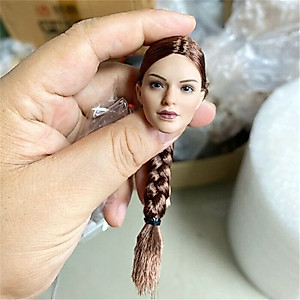 1/6 Scale Female Head Sculpt,Girl Soldier Braid Hair Head Carved for 12'' Phicen TBLeague VC Action Figure