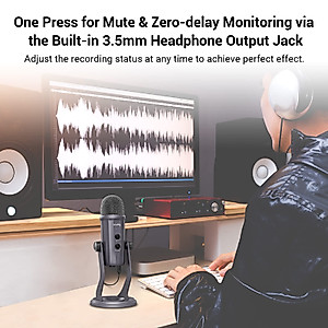 SMALLRIG U50 All Metal USB Microphone with Cardioid Pickup, Streaming Gaming Microphone for PC, PS5 & Mac, Shock Mount & Adjustable Stand, Condenser Microphone for Recording, Plug n Play, Grey - 3465