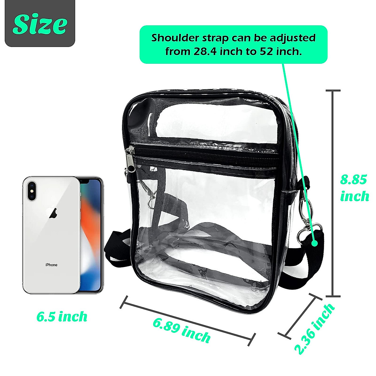 Inzllo Clear Bag Stadium Approved, Clear Crossbody Bag See Through Handbag Stadium Approved for Concerts, Festivals, Sports Events