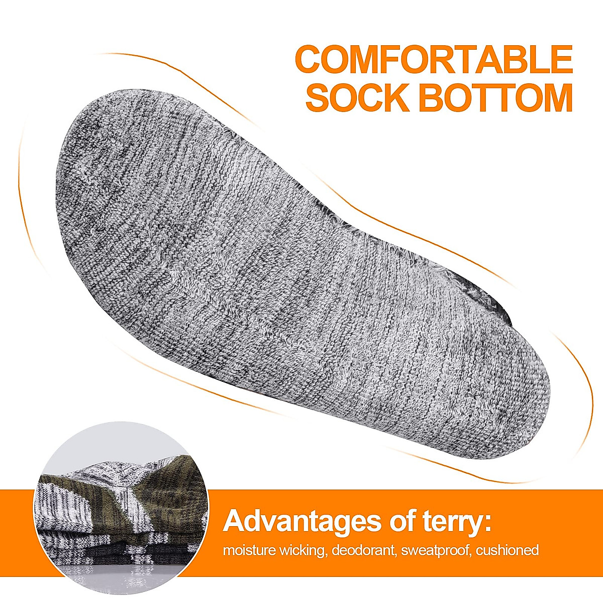 YUEDGE Women's Hiking Socks Moisture Wicking Athletic Socks Padded Work Boot Socks Casual Cotton Socks for Women Size 6-9, 5 Pairs