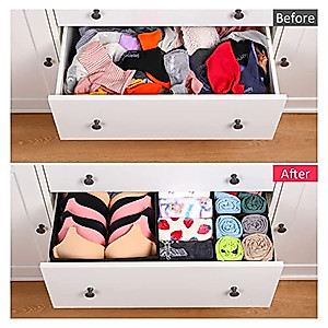 Hinotori Drawer Organizer for Clothing Foldable Storage Bins Closet Baby Dresser Drawer Divider Nursery Basket Box for Underwear, Bras, Lingerie, Black, 12 Pack