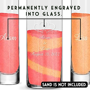 Personalized Unity Sand Ceremony Sets – Salt Ceremony Kit For Weddings, Unity Candle Alternative, Blended Family Sand Set. Best Gift for Wedding or Anniversary. Cylinder w Double Heart