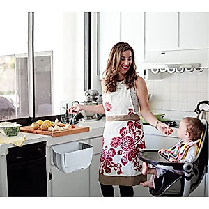 Hanging Folding Mini Trash Can for Kitchen Cabinet Door, Small Collapsible Garbage Bin Under Sink,Wall Mounted Folding Waste Bin- Mini Garbage Container for Cabinet/Bedroom/Bathroom (3L)(White)