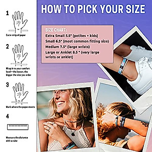 Surfer Beach Bracelet for Men, Women & Teens - Comfy Summer Bracelets - Boho Reversible Wristband - Adjustable Festival Accessories & Friendship Jewelry Bracelet (Maui Waui, Small 6.5" length (most common fitting size))