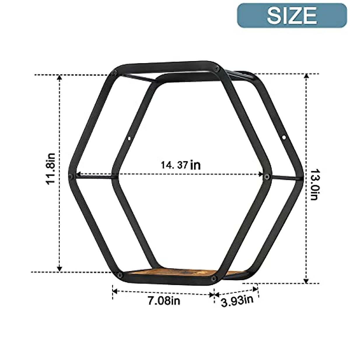 Hexagonal Floating Shelves Set of 10, Metal Hexagon Shelves for Wall, Rustic Black Hexagon Shelves, Modern Honeycomb Shelf, Octagon Shelves Wall Mounted for Bedroom Living Room Kitchen and Office