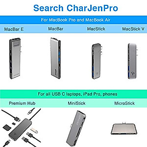 CharJenPro USB C Hub for MacBook Pro 2020, 2019, 2018-2016 (M1) MacBook Air 2020, 2019, 2018, 100W Power, HDMI 4K, 2 USB 3.0, microSD, SD Card Reader, USB C Port. USBC Adapter.