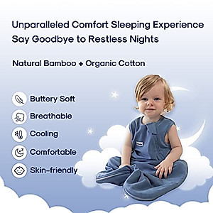 Domiamia Baby Sleep Sack 1.0 TOG | Minimalist Style | All Seasons | for 6-12 Months Boys & Girls | Dual Zipper, Neckline Protection, Soft, Breathable Fabric, Easy Diaper Changes, Spacious Leg Room