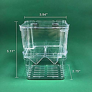 J-star Medium Fish Tank Isolation Box Acrylic Cage Tank Betta Fish Nest, Aquarium Acclimation Hatchery Incubator for Betta, Guppy, Killifish, Clownfish etc.
