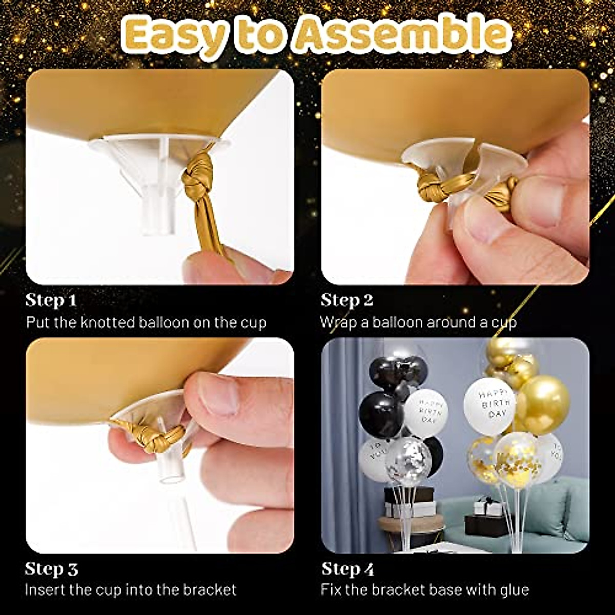 JOYYPOP 6 Sets Balloon Stand Kit, Balloon Sticks with Base Birthday Graduation Party Decorations Wedding