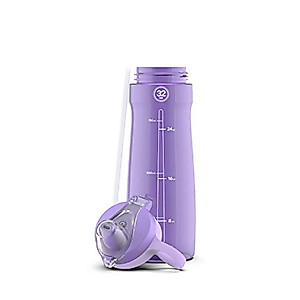 Pogo Plastic Water Bottle with Soft Straw Lid and Carry Handle, BPA Free, Dishwasher Safe, 18oz, Lilac