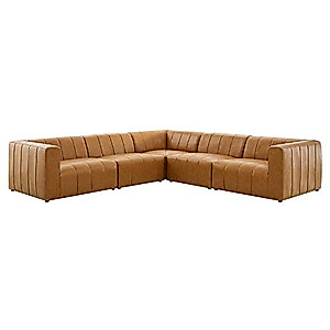 Modway EEI-4532-TAN Bartlett Vegan Leather Vegan Leather 5-Piece Sectional Sofa, Tan