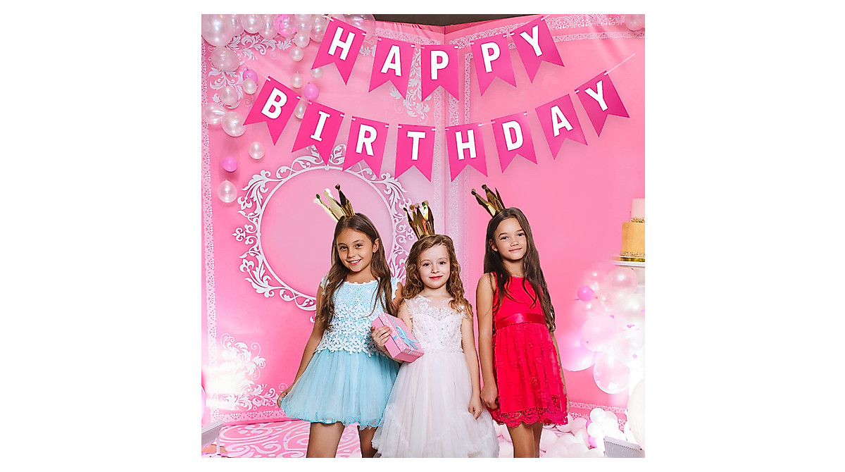 Celebrate with JANSONG Happy Birthday Banner - Pink Design