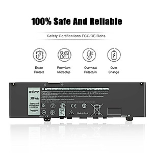 SKOWER 38Wh F62G0 F62GO 0F62G0 Laptop Battery for Dell Inspiron 13 7000 i7373 7373 7386 2-in-1 5370 7370 7380 P83G P87G P91G P83G001 P83G002 P87G001 Vostro 13 5370 Replacement CHA01 RPJC3 39DY5 11.4V