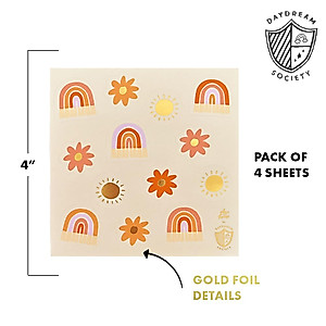 Daydream Society Boho Rainbow - Boho Stickers - Pack Includes 4 Boho Rainbow Sticker Sheets - Rainbow, Sun, and Flower Designs - Boho Rainbow Decor for Birthdays, Baby Showers, and Summer Gatherings