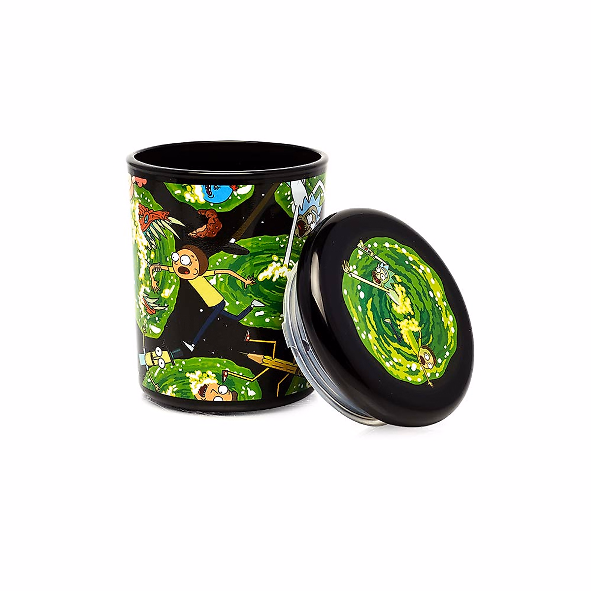 Rick and Morty Portal Container, 6 oz, Multiverse, Stash Jar, Rick Sanchez, Glass, Herbs & Spices, Portal Gun, Alternate Reality