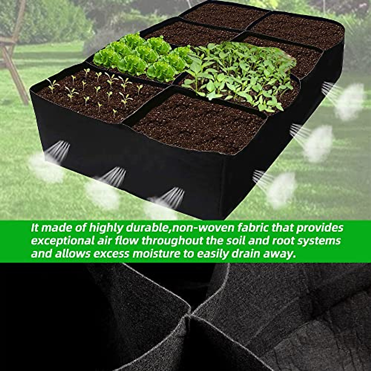 Fabric Raised Garden Bed 6x3x1ft Garden Grow Bed Bags for Growing Herbs, Flowers and Vegetables 128 Gallon