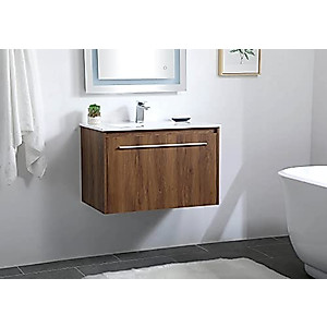 Elegant Kitchen and Bath 30 inch Single Bathroom Floating Vanity - Walnut Brown