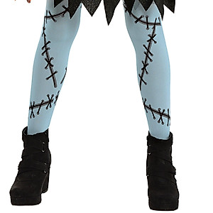 Party City Sally Costume for Girls, The Nightmare Before Christmas - Costume Includes Patchwork Dress, Red Wig, Arm Warmers & Tights - Costumes for Halloween, Birthday Parties & Themed Event