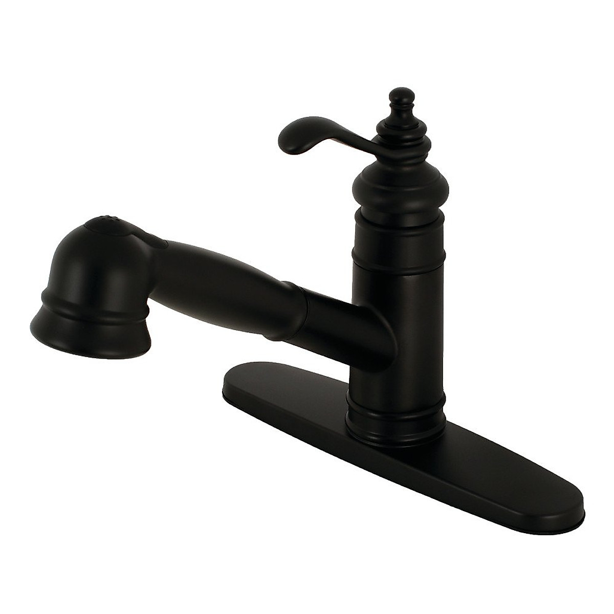 Kingston Brass GSC7570TL Templeton Single-Handle Pull-Out Kitchen Faucet, 8-9/16", Matte Black
