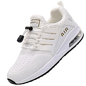 FINOTAR Men Running Shoes Lightweight Breathable Fashion Sneakers Air Mens Walking Shoes Tennis Jogging Gym Travel Outdoor Sports Shoes White 8.5