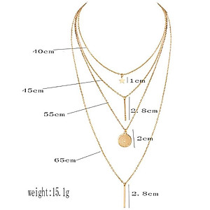 Chmier Bohemia Layered Choker Necklace Star Choker Gold Coin Necklace Bar Pendant Necklace Lariat Y Necklace