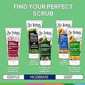 St. Ives Soft Skin Face Scrub, Avocado & Honey Moderate Exfoliator For Soft, Smooth Skin, Oil-free Facial Scrub Made with 100% Natural Exfoliants, 6 oz, 6 Pack