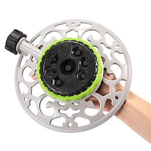 Sanpaint Turret Pattern Sprinkler, 8-Pattern Stationary Water Sprinkler on Metal Decorative Base for Watering Small and Large Yards, Lawns, Garden or Odd Shaped Areas