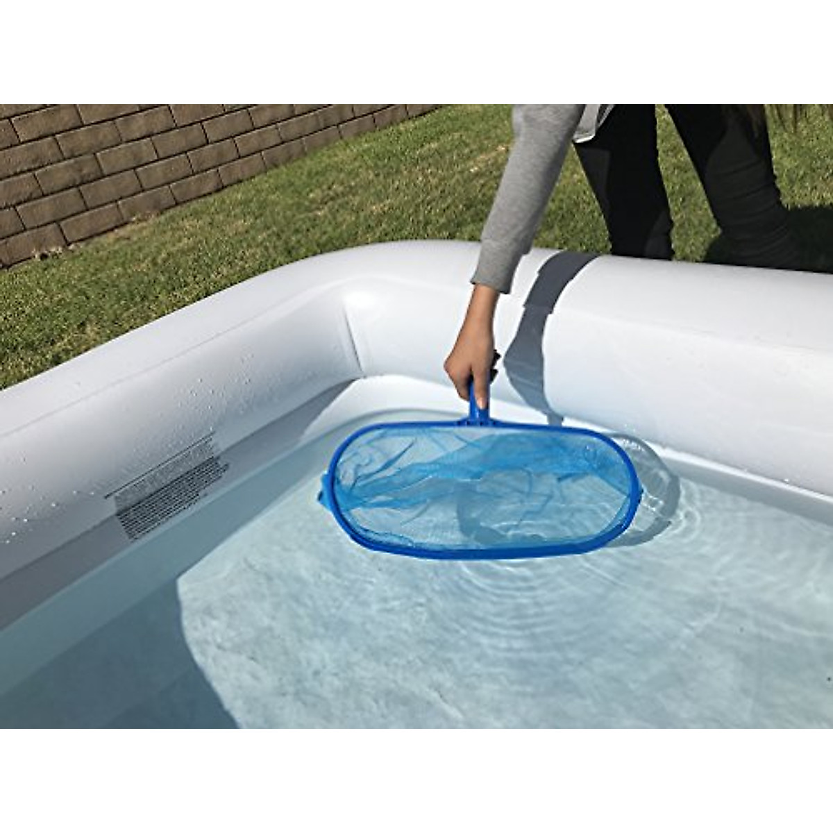 ATIE Pool Spa Leaf Skimmer Rake Net with Deep Pocket for Removing Leaves & Debris, Perfect for In-ground Pool and Above Ground Inflatable Pool