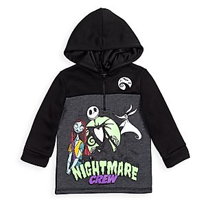 Disney Nightmare Before Christmas Sally Jack Skellington Big Boys Fleece Hoodie Black/Gray 14-16