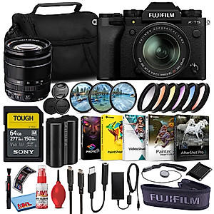 Fujifilm X-T5 Mirrorless Digital Camera with 18-55mm Lens (Black, 16783082) Bundle with Sony 64GB SF-M UHS-II Memory Card + Corel Editing Software + Graduated Color Filters + Large Camera Bag + More