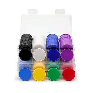 HAKITAROOM Set of 100 1 Inch Opaque Plastic Learning Counters Mini Poker Chips Game Tokens with Storage Box (1 Inch, Black)