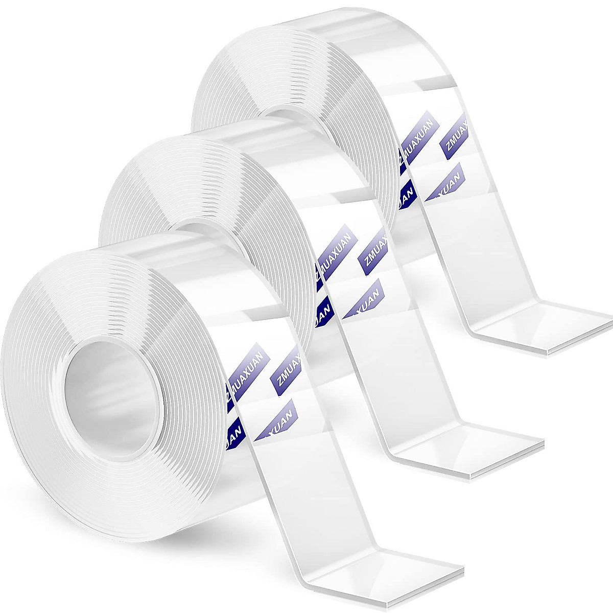 ZMUAXUAN Clear Double Sided Adhesive Mounting Tape Heavy Duty Removable,Strong Picture Hanging Strips Wall Hangers,Sticky Tack Gel Putty Glue for Poster,Photo,Mirror,Carpet(9.85 Ft-3 Pack)