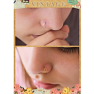 D.Bella Spiral Nose Ring for Single Piercing - Surgical Steel Nose Hoop in Silver, Rose Gold and Black