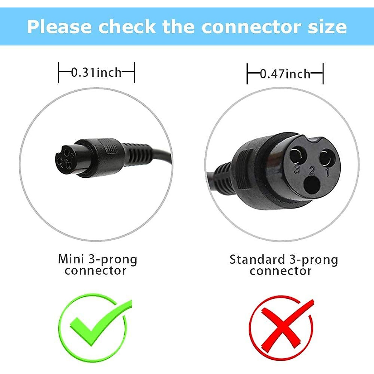 GLDYTIMES Hoverboard Charging Port Replacement for Swegway Swagtron Swagboard CHO etc. Smart Self-Balancing Scooter (4 Prong 3 pin)