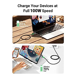 UGREEN 100W USB C to USB C Cable 2-Pack Type C Fast Charging Cable Compatible with MacBook Pro 2022, iPad Pro 2022, iPad Air 5, Samsung Galaxy S23/S22 Ultra, Pixel, PS5, Switch, etc. 3.3FT