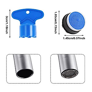 6 Pieces M18.5 Buffer Faucet Aerator+2 Pieces Faucet Aerator Key Removal Wrench, Water Saving Flow Restrictor Set Replacement Part Kitchen Cache Aerators Bathroom Sink Aerator
