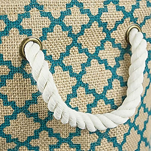 DII Burlap Storage Collection Collapsible Bin, Large Rectangle, 17.5x12x15, Teal