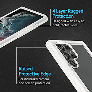 Pelican Voyager - Samsung Galaxy S23 Ultra Case [6.8"] [18Ft MIL-STD Drop Protection] [Wireless Charging] Phone Case for Samsung Galaxy S23 Ultra w/ Belt Clip Holster Phone Stand - Anti Yellow - Clear