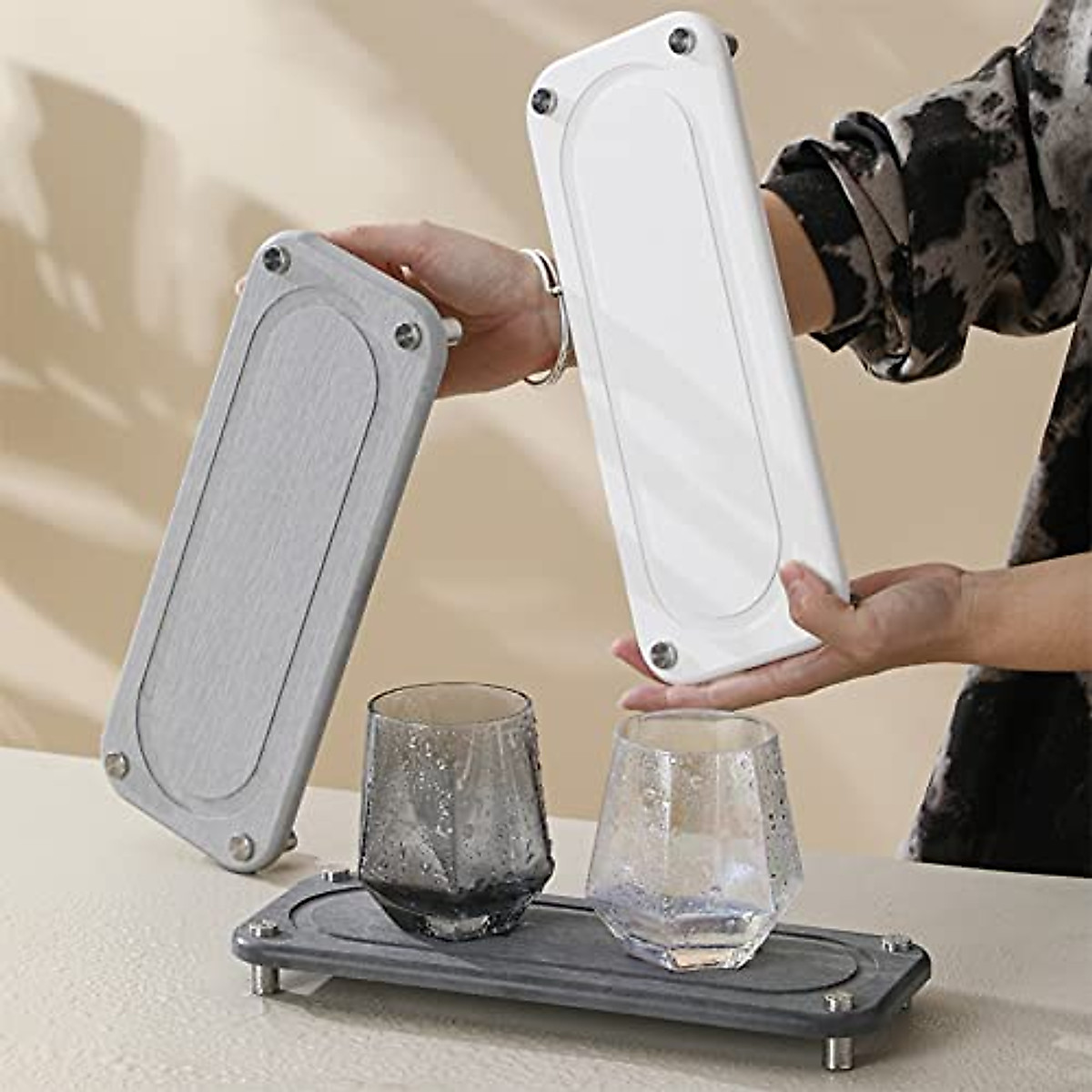 AfooBezos Soon Neat Kitchen Sink Caddy, Instant Dry Sink Organizer Sink Tray With Stainless Steel Feet Protection Sponge Soap Dispenser Holder For Bathroom Kitchen (light grey, 1 pack)