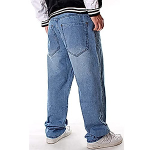 EnllerviiD Men's Relaxed Fit Classic Jeans - Loose Fashion Baggy Comfort Plain Hip Hop Denim Pants 022-30