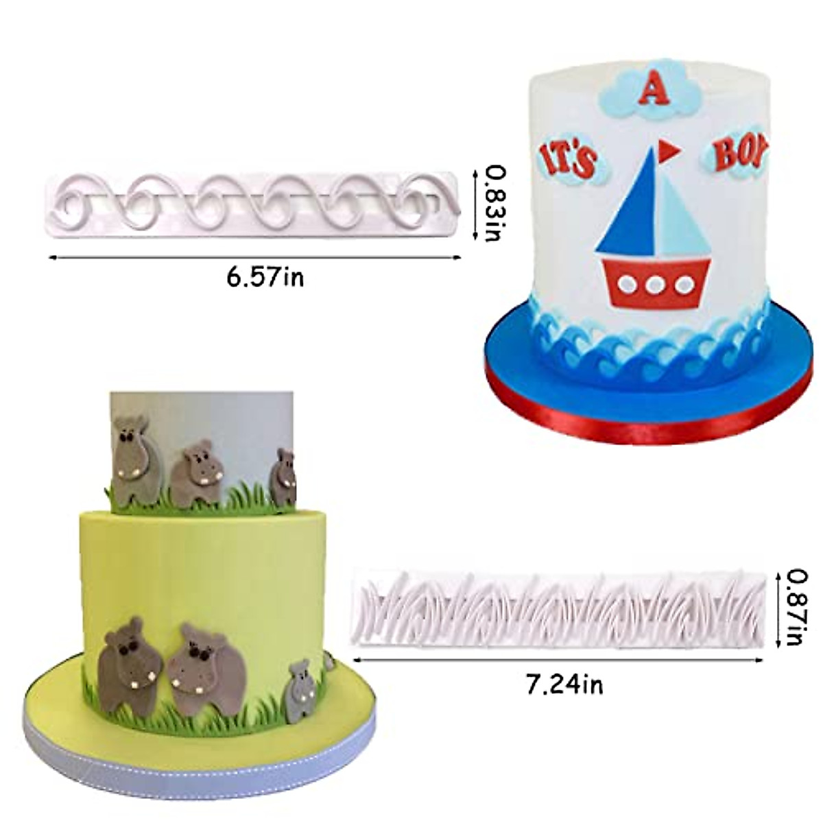 Mity rain Cake Fondant Embossing Mold-Flame/Wave/Grass/Icicles Plastic Mini Cookies Cutter for Sugarcraft Fondant Baking Mold Cake Decor Tool Cupcake Decorating (4 Pcs)