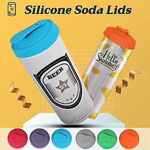 6 Pack Silicone Can Lids - Reusable Pop Can Lids for Standard Size Cans Soda, Silicone Can Tops For Soda/Beer/Juice